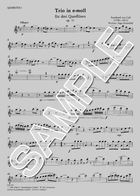 ムラマツフルート｜TRIO E-MOLL,OP.31: 楽譜