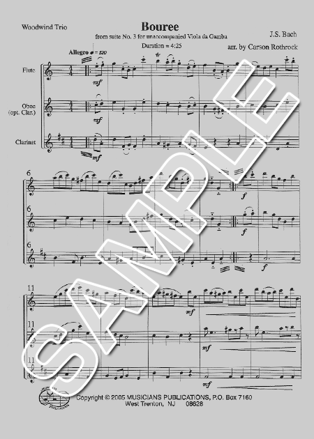 ムラマツフルート｜BOUREE FROM SUITE NO.3 FOR VA.DA GAMBA (ARR.ROTHROCK): 楽譜