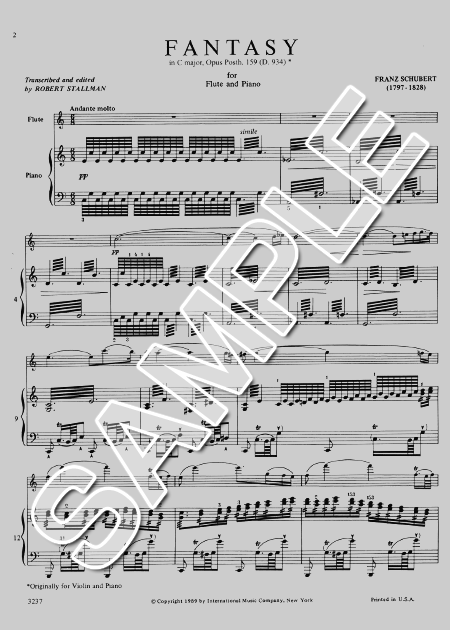 ムラマツフルート｜FANTASY C-DUR,OP.POST.159,D.934 (ED.STALLMAN): 楽譜