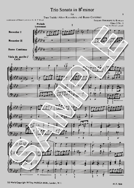 ムラマツフルート｜TRIO SONATAS,OP.3/1-3 (2A.BC): 楽譜
