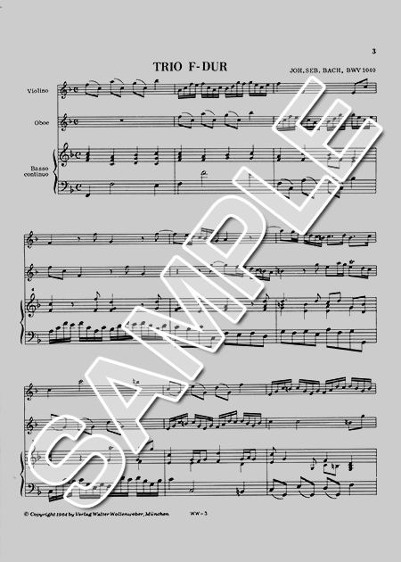ムラマツフルート｜TRIO F-DUR BWV1040: 楽譜