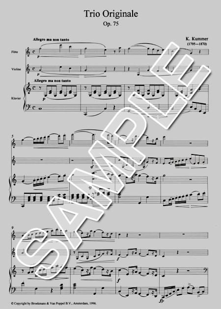 ムラマツフルート｜TRIO ORIGINALE, C-DUR OP.75: 楽譜