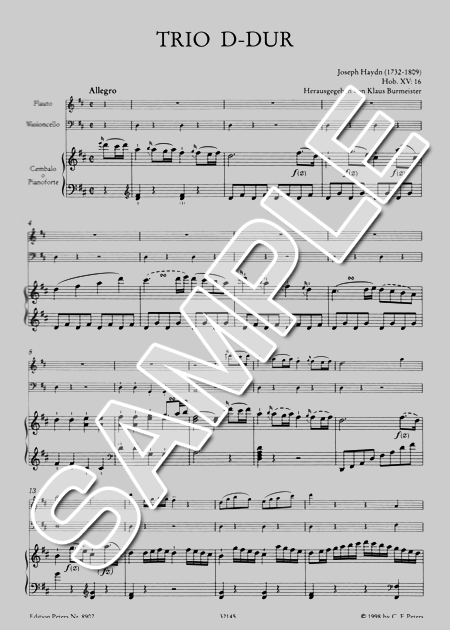 ムラマツフルート｜DREI TRIOS, HOB.XV:15-17 F-DUR,D-DUR,G-DUR: 楽譜