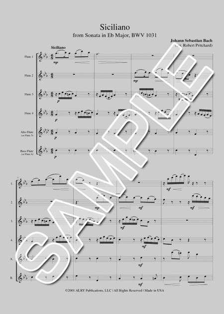 ムラマツフルート｜SICILIANO FROM SONATA IN ES-DUR BWV1031: 楽譜