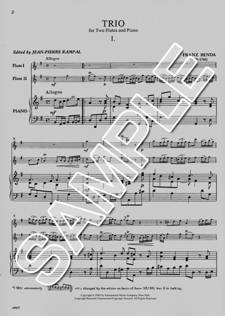 ムラマツフルート｜TRIO G-DUR (ED.RAMPAL): 楽譜