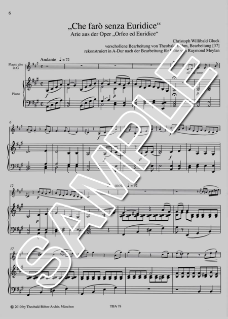 ムラマツフルート｜CHE FARO SENZA EURIDICE AUS DER OPER ”ORFEO ED EURIDICE” (ARR ...
