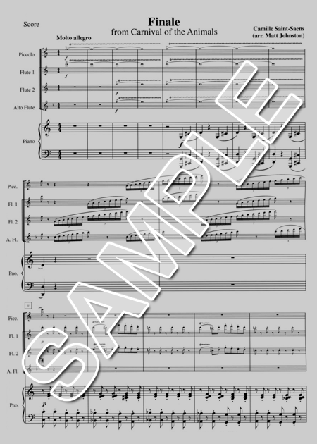 ムラマツフルート｜VOLIERE AND FINALE FROM ”CARNIVAL OF ANIMALS” (ARR.JOHNSTON): 楽譜