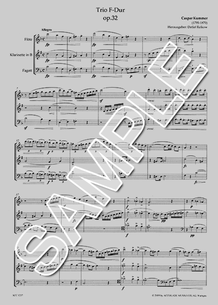 ムラマツフルート｜TRIO F-DUR OP.32, SCORE & PARTS: 楽譜