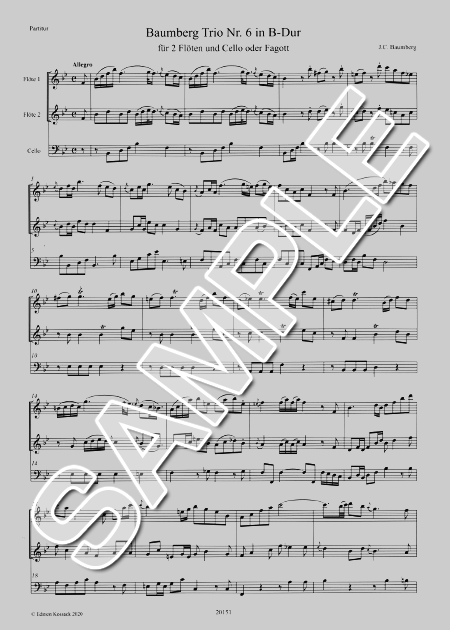ムラマツフルート｜TRIO NR.6 B-DUR: 楽譜