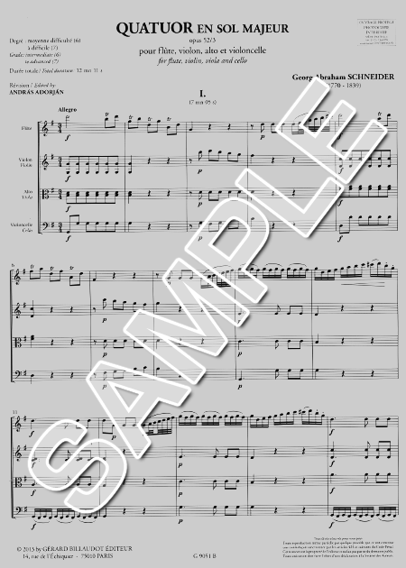 ムラマツフルート｜QUATUOR G-DUR OP.52/3 (ED.ADORJAN), SCORE & PARTS: 楽譜