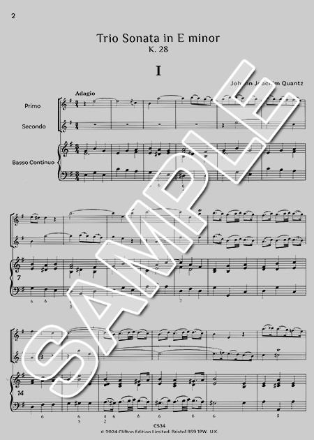 ムラマツフルート｜TRIO SONATA E-MOLL K.28 (ED.LASOCKI): 楽譜