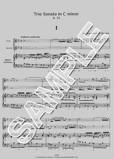 ムラマツフルート｜TRIO SONATA C-MOLL K.33 (ED.LASOCKI): 楽譜