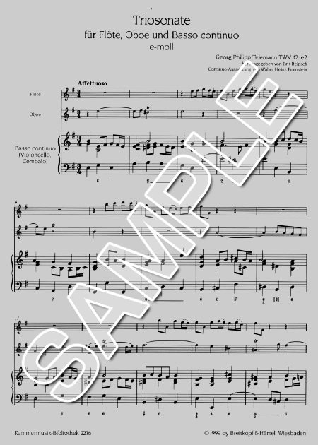 ムラマツフルート｜TRIO E-MOLL AUS DER TAFELMUSIK II NR.4 TWV42:e2: 楽譜